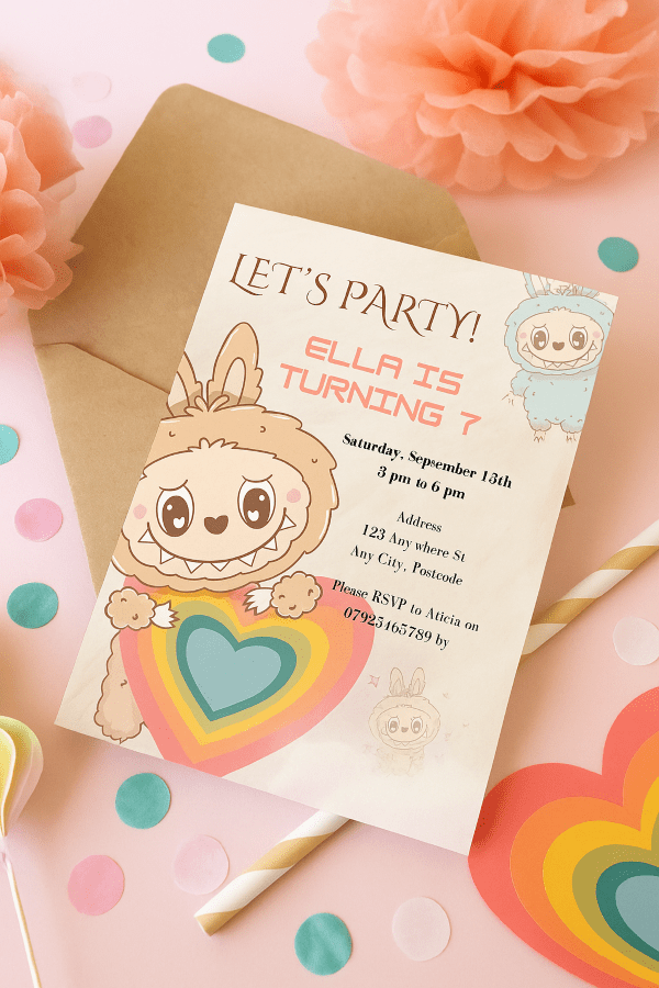 Labubu Themed Party Invitation • A Moment With Franca